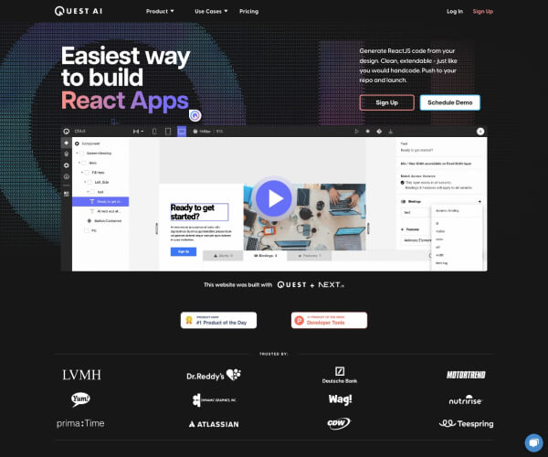 Quest Aiai将设计稿生成react代码，支持javascript和typescriptquestai Ai工具