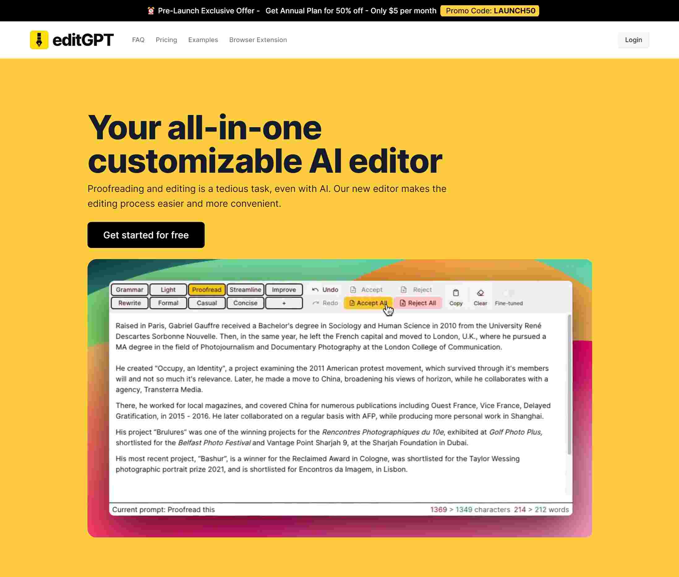 editGPT:使用chatGPT帮你润色文本(editgpt.app) - AI工具