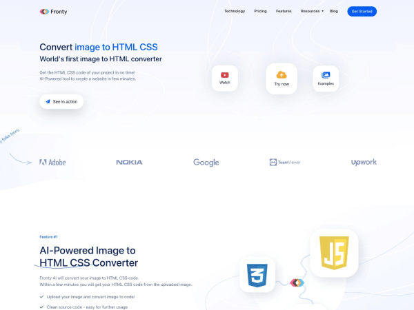 Fronty:AI智能将图片转换成HTML和CSS代码(fronty.com) - AI工具
